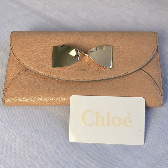 Chloe | Bags | Chloe Pink Gold Ribbon Long Wallet | Poshmark